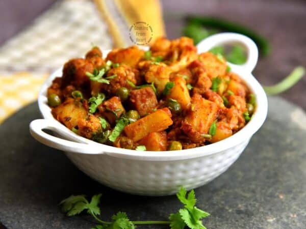 Aloo Gobi Matar | Potato Cauliflower Peas Curry - Cooking From Heart
